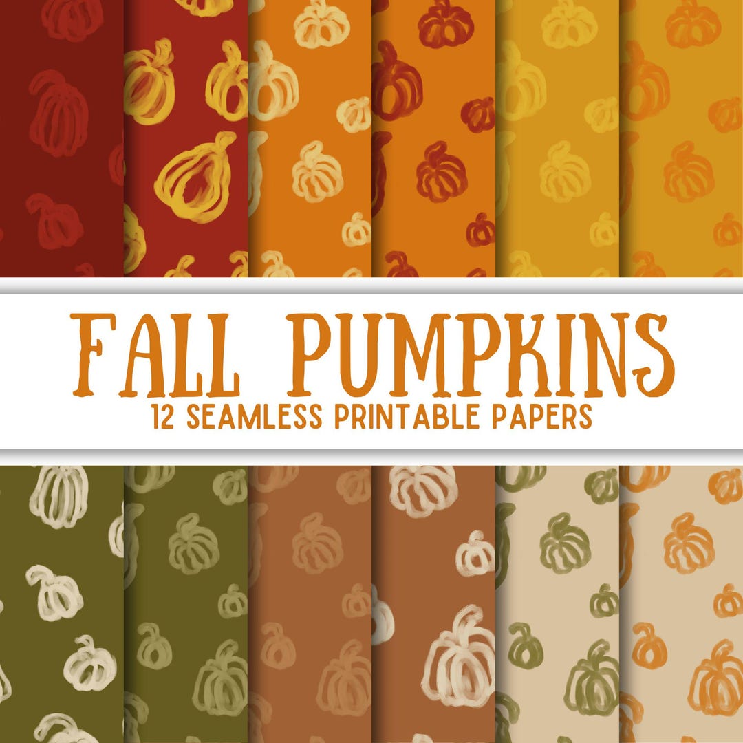 Pumpkin Papers for Halloween, Seamless Digital Scrapbook Paper ...