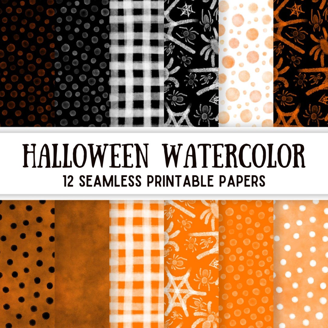 Halloween Watercolor Digital Paper, Seamless Scrapbook Paper for ...