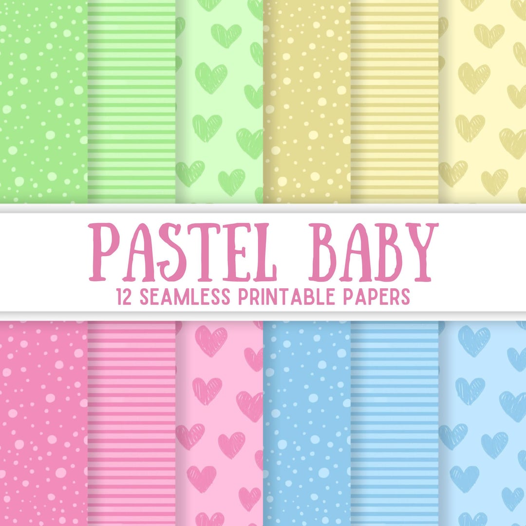 Cute Pastel Baby Digital Paper, Seamless Pattern Pastel Baby, Newborn ...