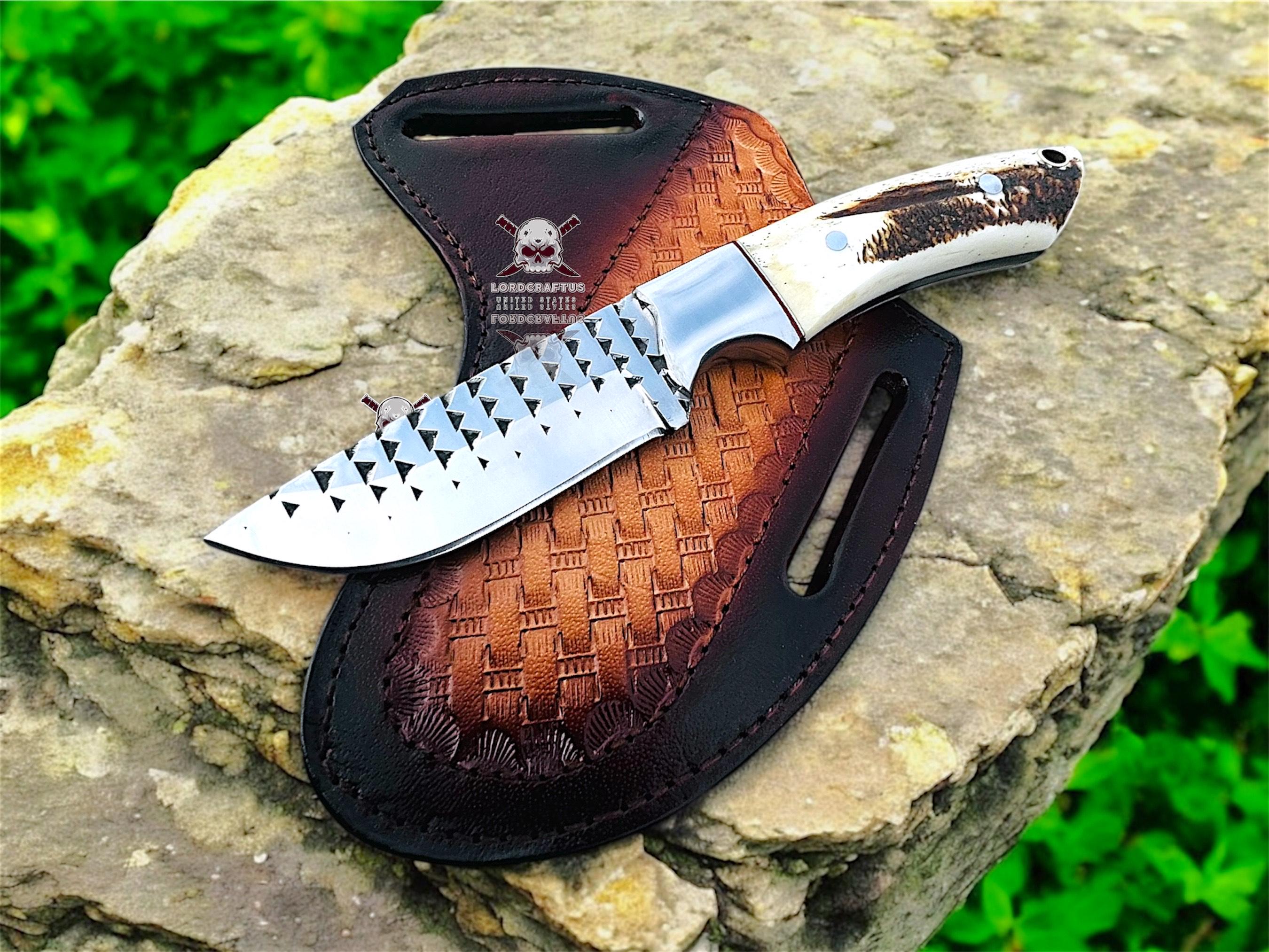 Personalized Handmade Rasp Steel Bull Cutter Knife: Stag Horn Handle ...