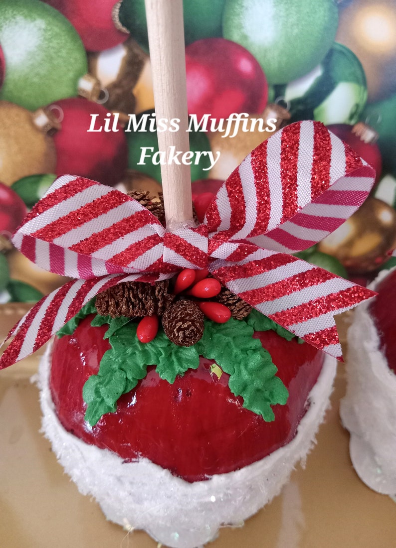 Christmas Faux Candy Apple, Snow Glitter Decor - Etsy