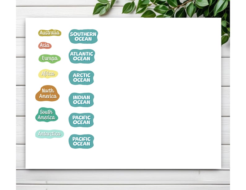 World Map Printable: Continents & Oceans Montessori Puzzle, Learn 7 ...