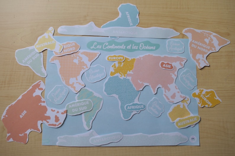 Carte Du Monde Imprimable: Puzzle Montessori Des Continents Et Des ...