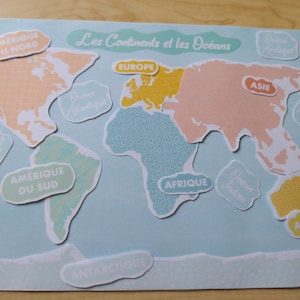 7 Continents et Océans, Continents du Monde, Matériaux Montessori à ...