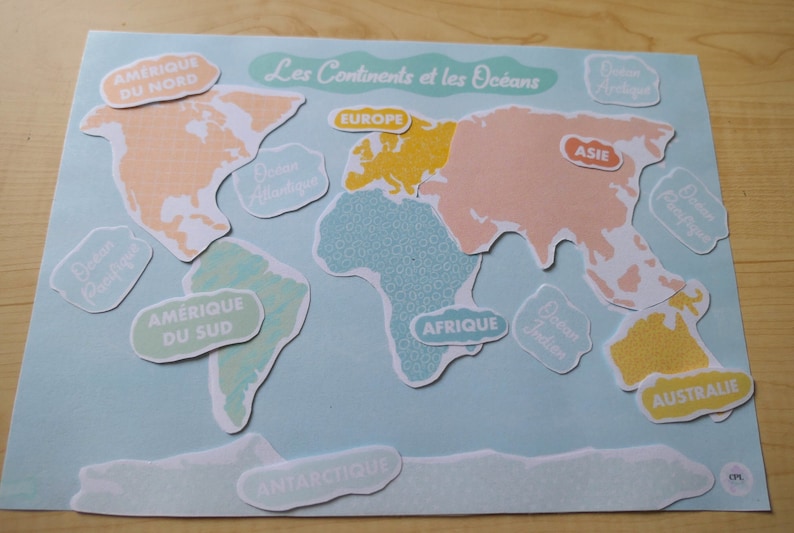 Carte Du Monde Imprimable: Puzzle Montessori Des Continents Et Des ...