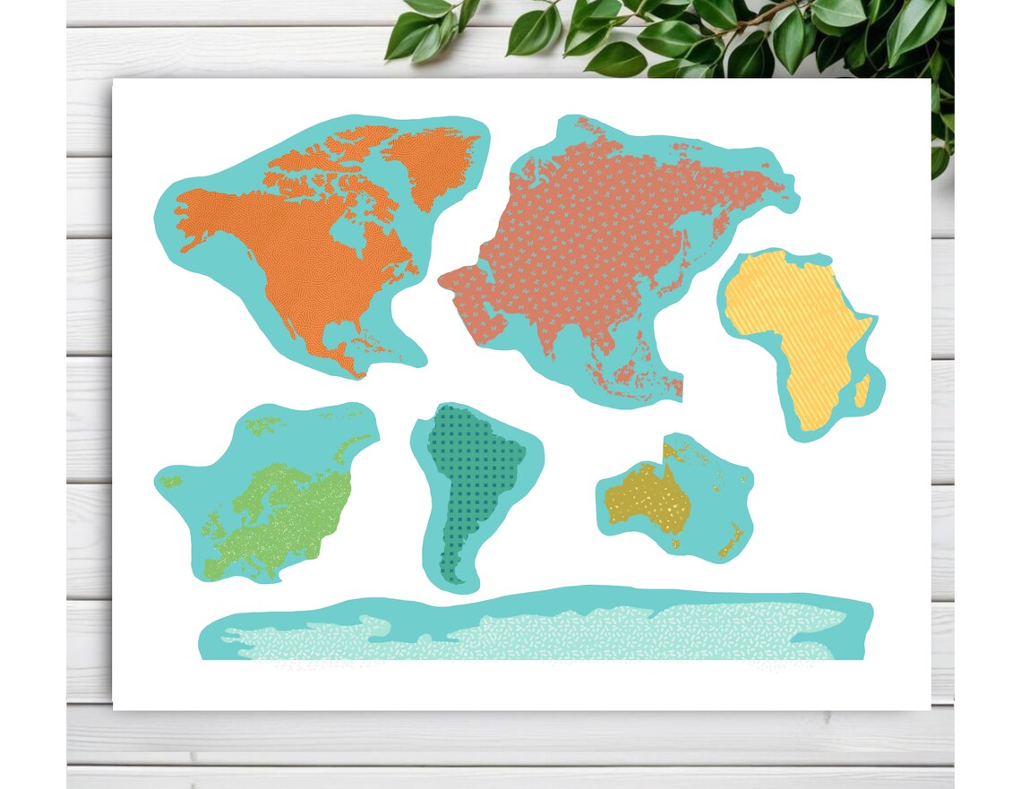 World Map Printable: Continents & Oceans Montessori Puzzle, Learn 7 ...