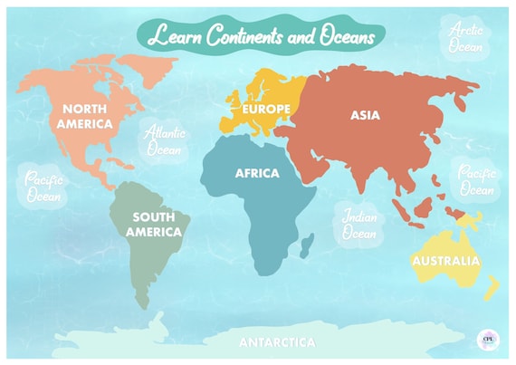 Map Of The 7 Continents And Oceans