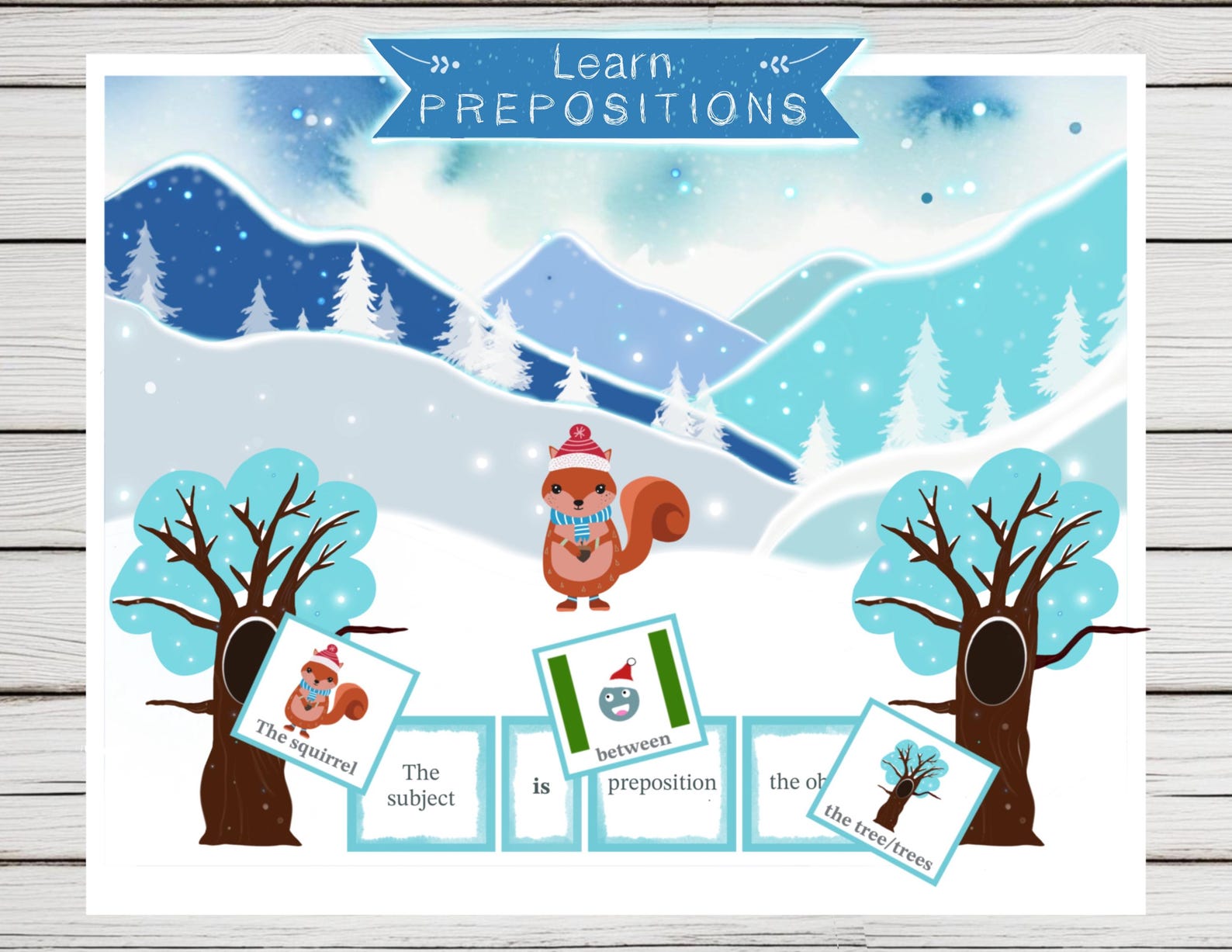 English Prepositions, Learn Preposition Activities, Christmas Theme ...