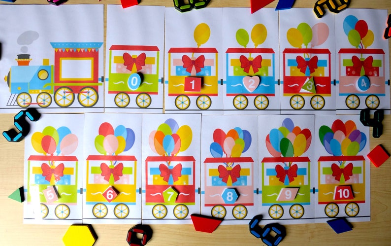 Train Numbers 0-10 Printable Counting Activity, Train Color Matching ...