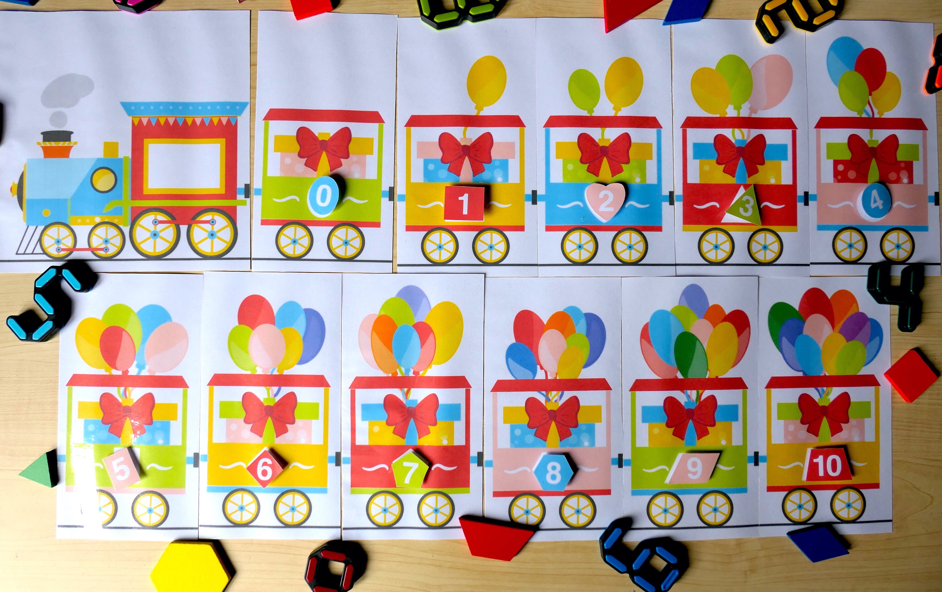 Train Numbers 0-10 Printable Counting Activity, Train Color Matching ...
