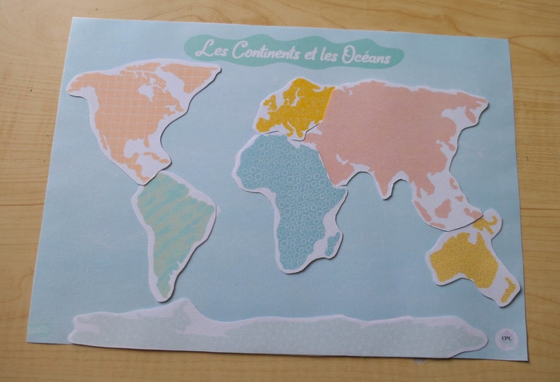 Carte Du Monde Imprimable: Puzzle Montessori Des Continents Et Des ...