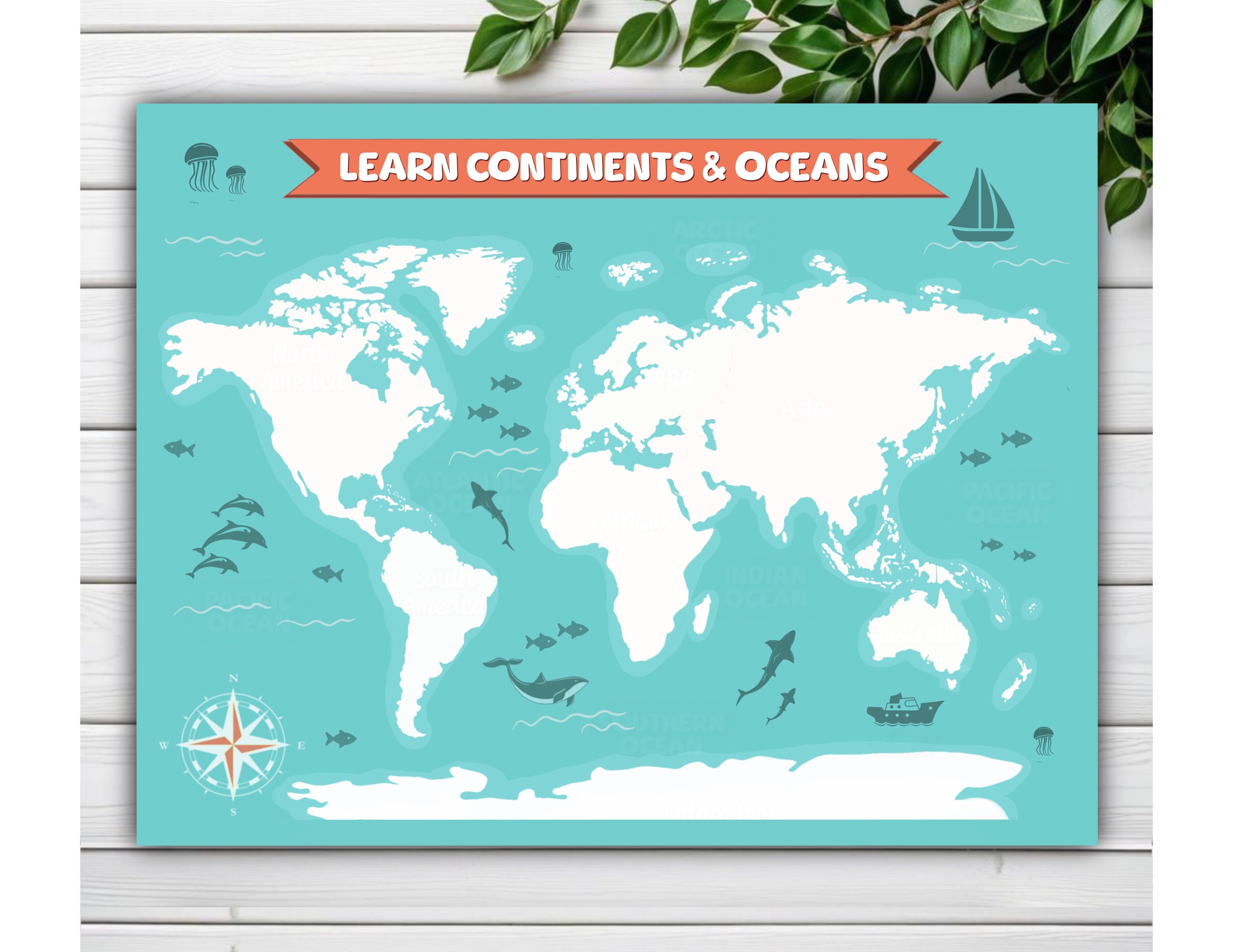 World Map Puzzle: Montessori Continents & Oceans Learning (PDF) - Etsy
