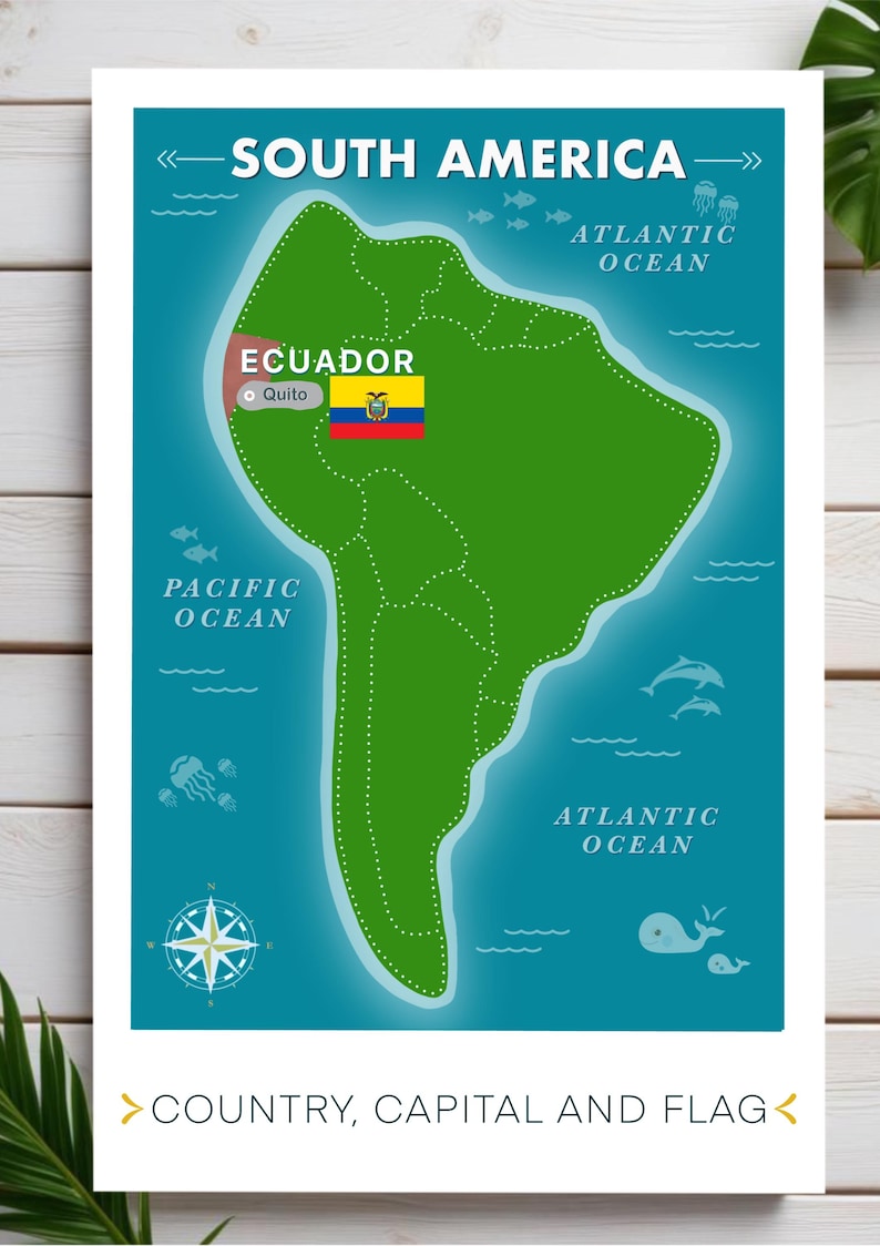 South America Puzzle Map, Countries, Capitals, Flags (PDF) - Etsy