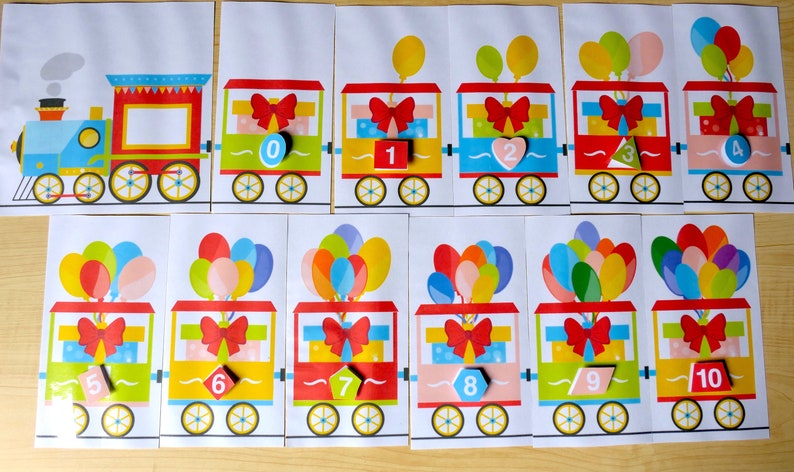 Train Numbers 0-10 Printable Counting Activity, Train Color Matching ...