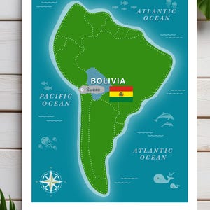 South America Puzzle Map, Countries, Capitals, Flags (PDF) - Etsy