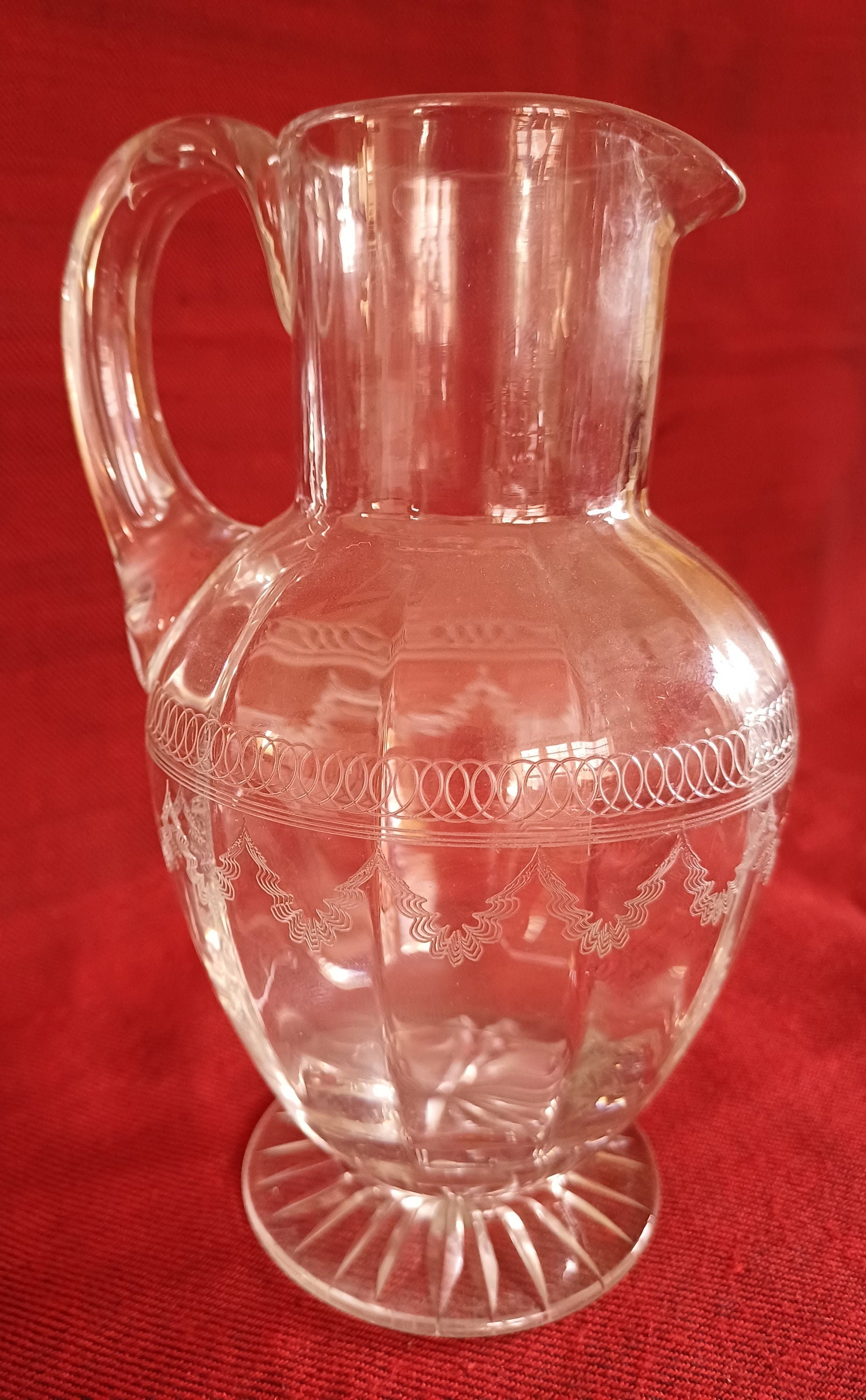 Victorian Engraved & Cut Glass Jug /pitcher - Etsy