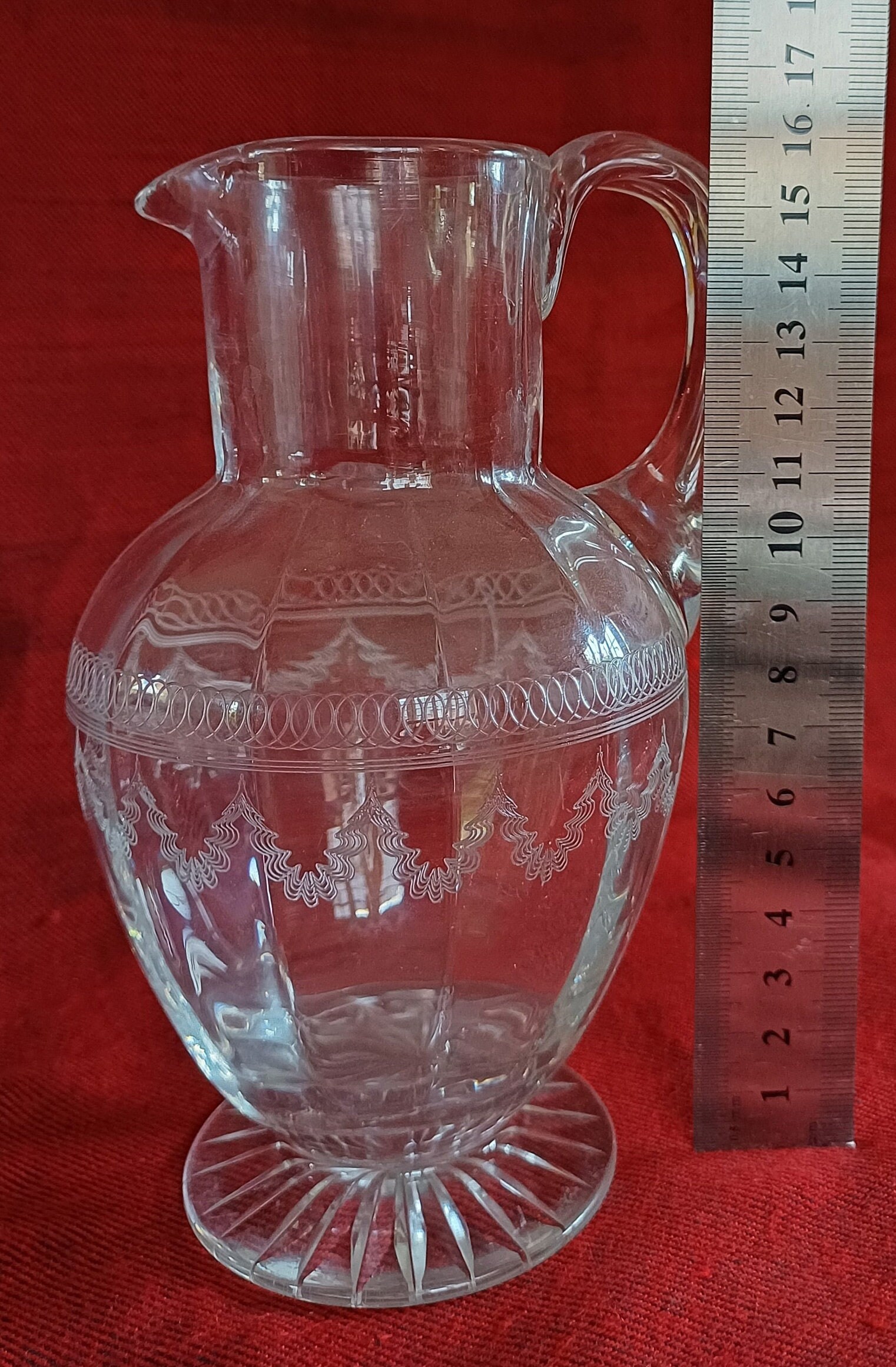Victorian Engraved & Cut Glass Jug /pitcher - Etsy