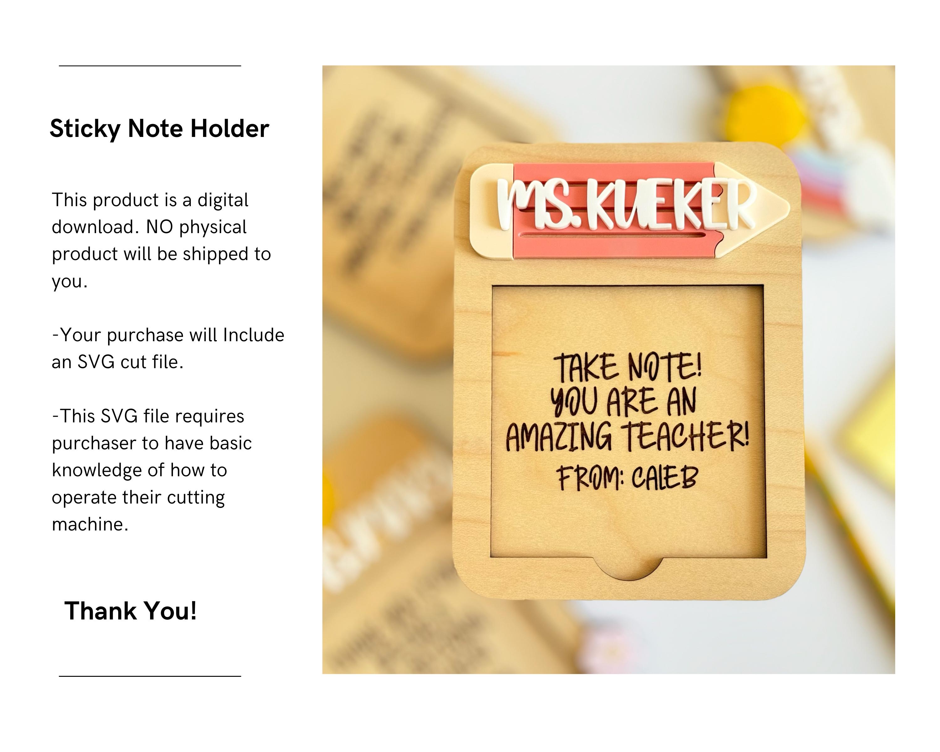 Sticky Note Holder SVG | Digital Laser Cut File | Pencil Holder Design ...