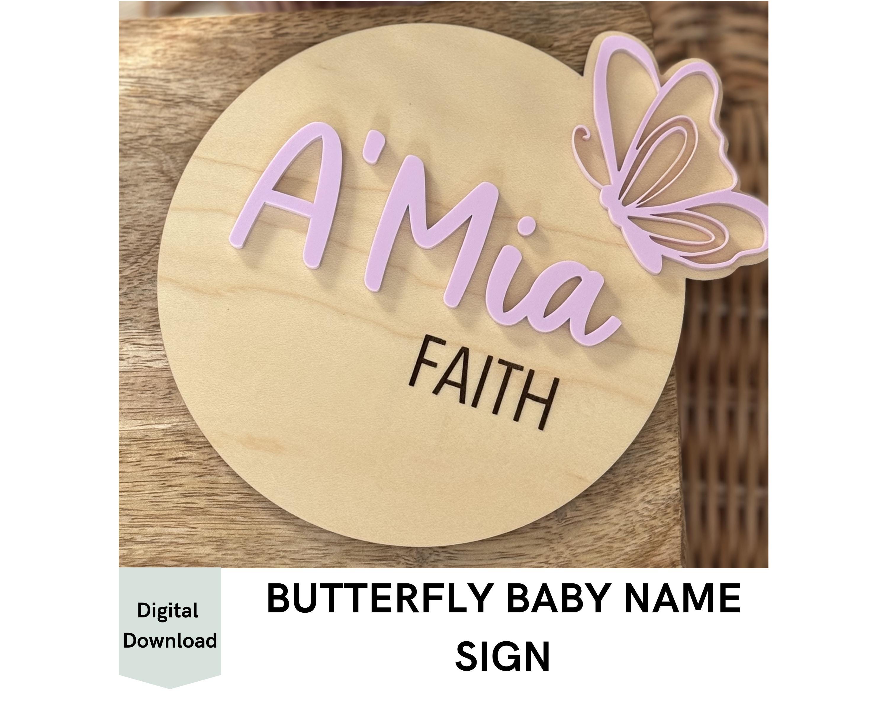 Butterfly Baby Name Sign SVG, Newborn Name Sign SVG, Baby Name Sign ...