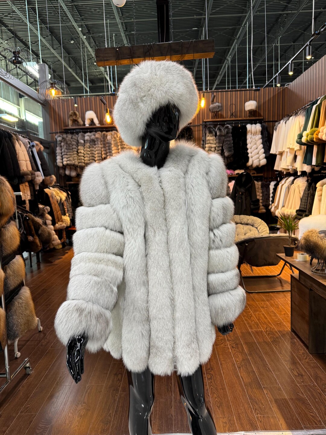 Handmade White Fox Fur Jacket: Natural Leather Joints - Etsy