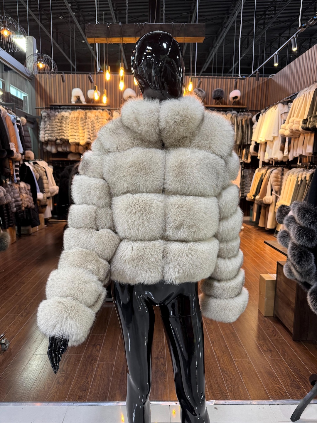 Woman Beige Fox Fur Jacket ,luxury Fox Fur Coat, Beige Fur - Etsy