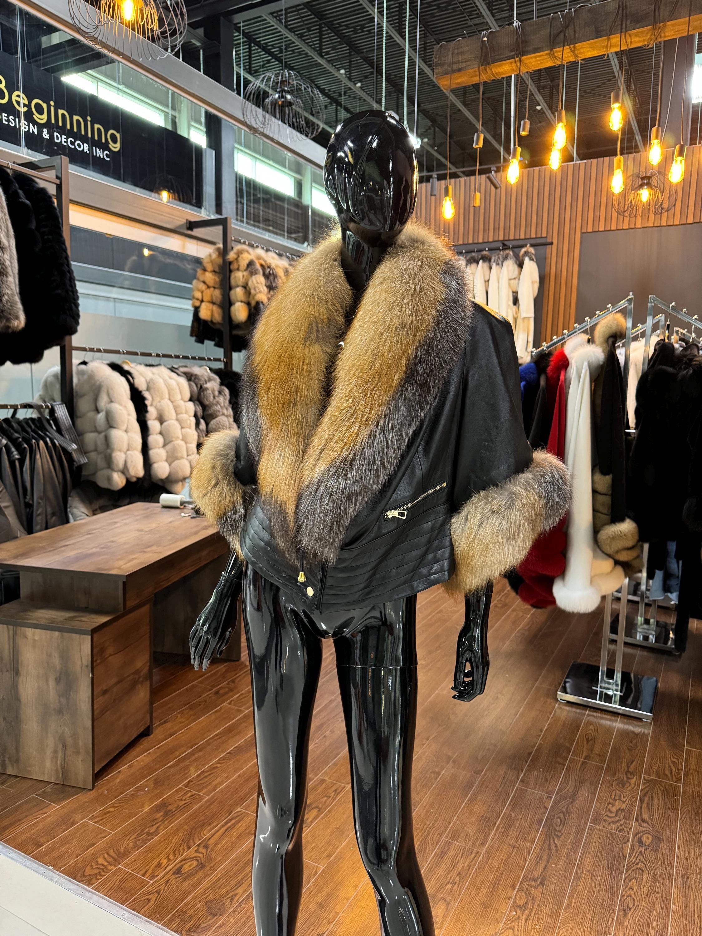 Women's Fox Fur and Real Leather Jacket - Etsy