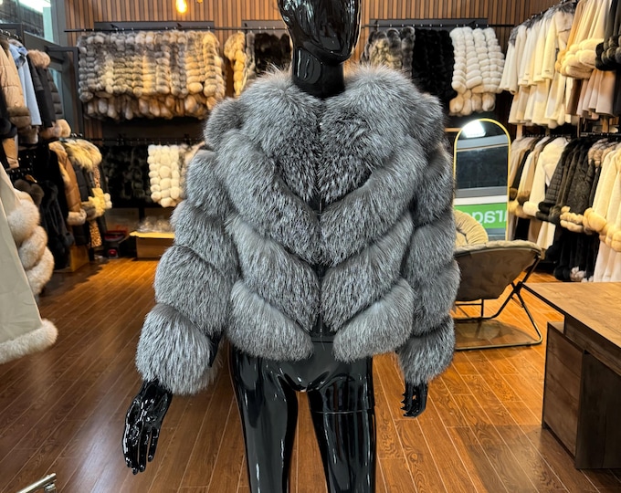 Norwegian FOX Fur Coat, Ivory Winter Wedding Jacket, Great Gatsby Party ...