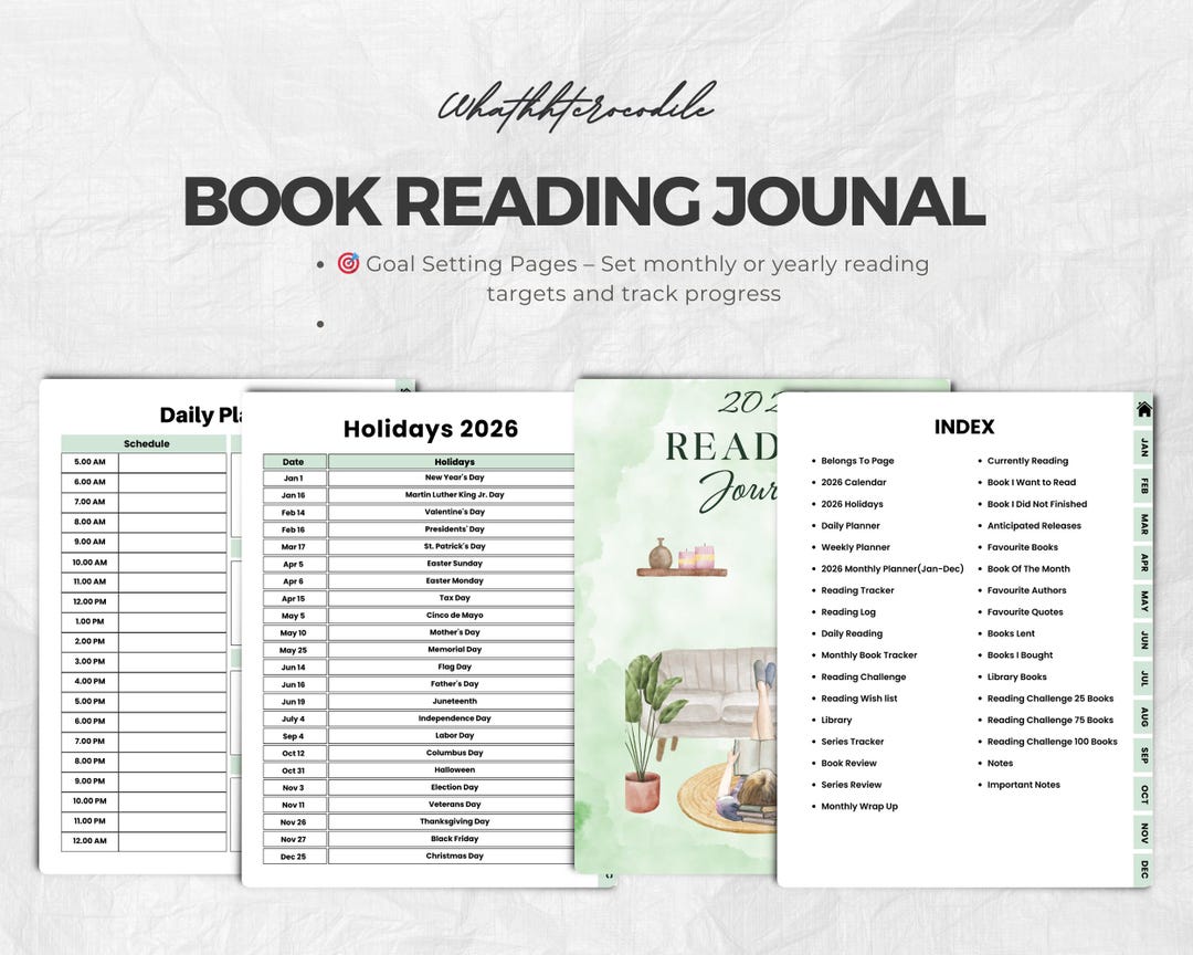 2026 Book Reading Journal | Digital Reading Log, Tracker & Planner for ...