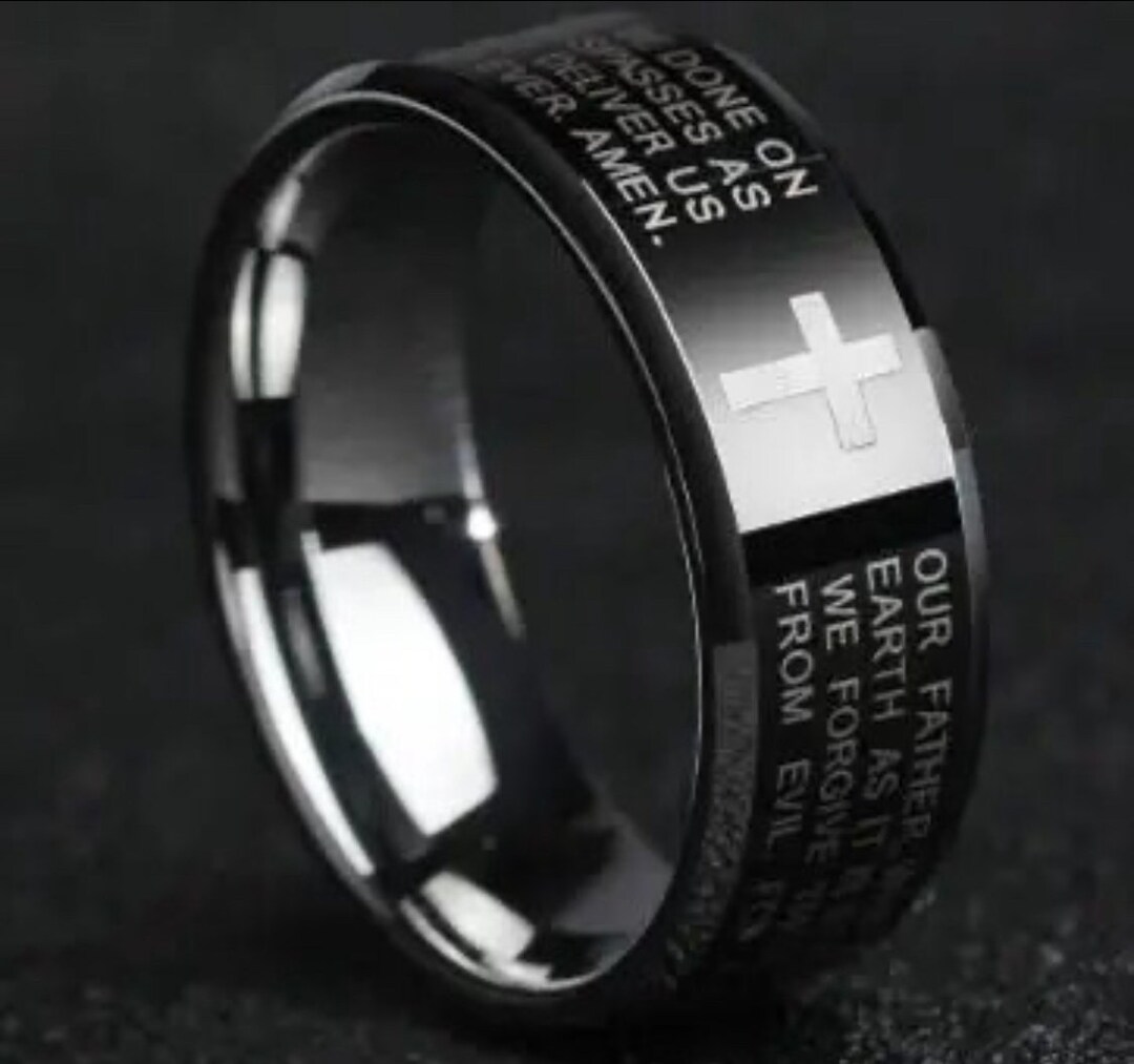 Our Father, Lords Prayer Ring 8mm Gold, Silver or Black - Etsy