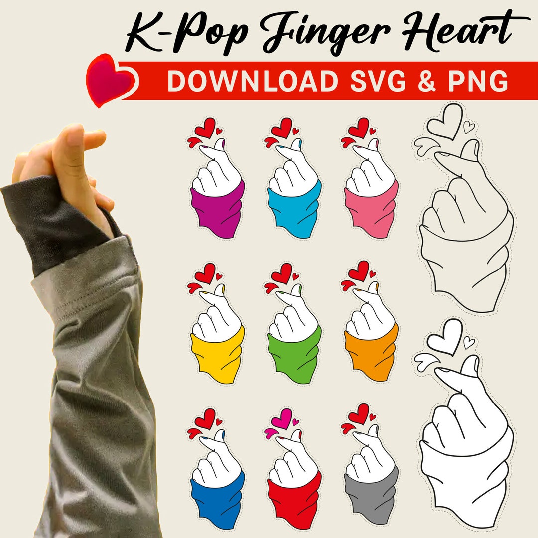 Finger Heart SVG Finger Heart PNG, I Love You Sign K-pop Finger Heart ...