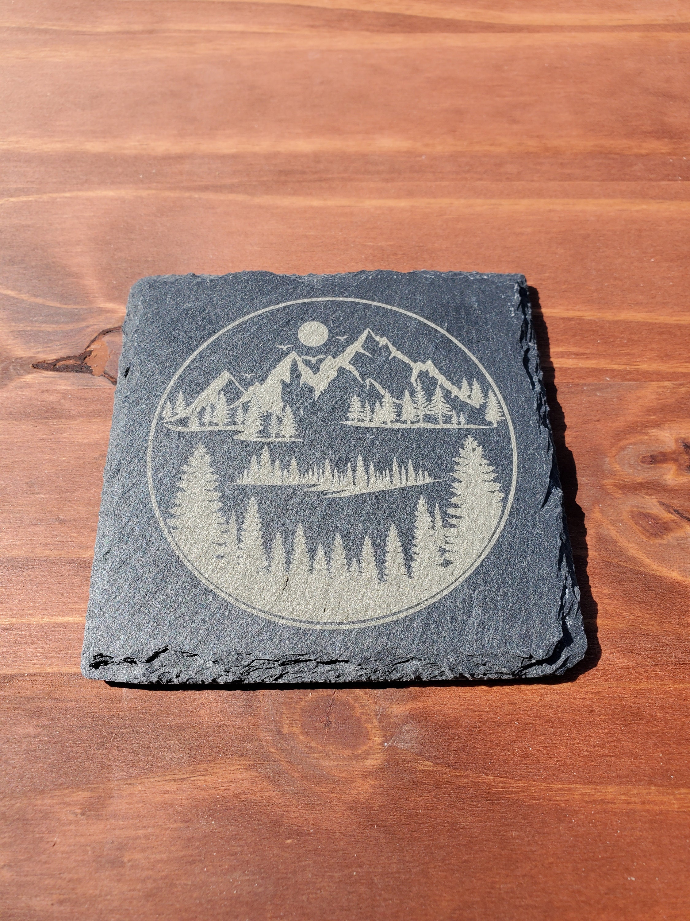 Slate Coaster Set (4pc) - Mountain Theme - Etsy
