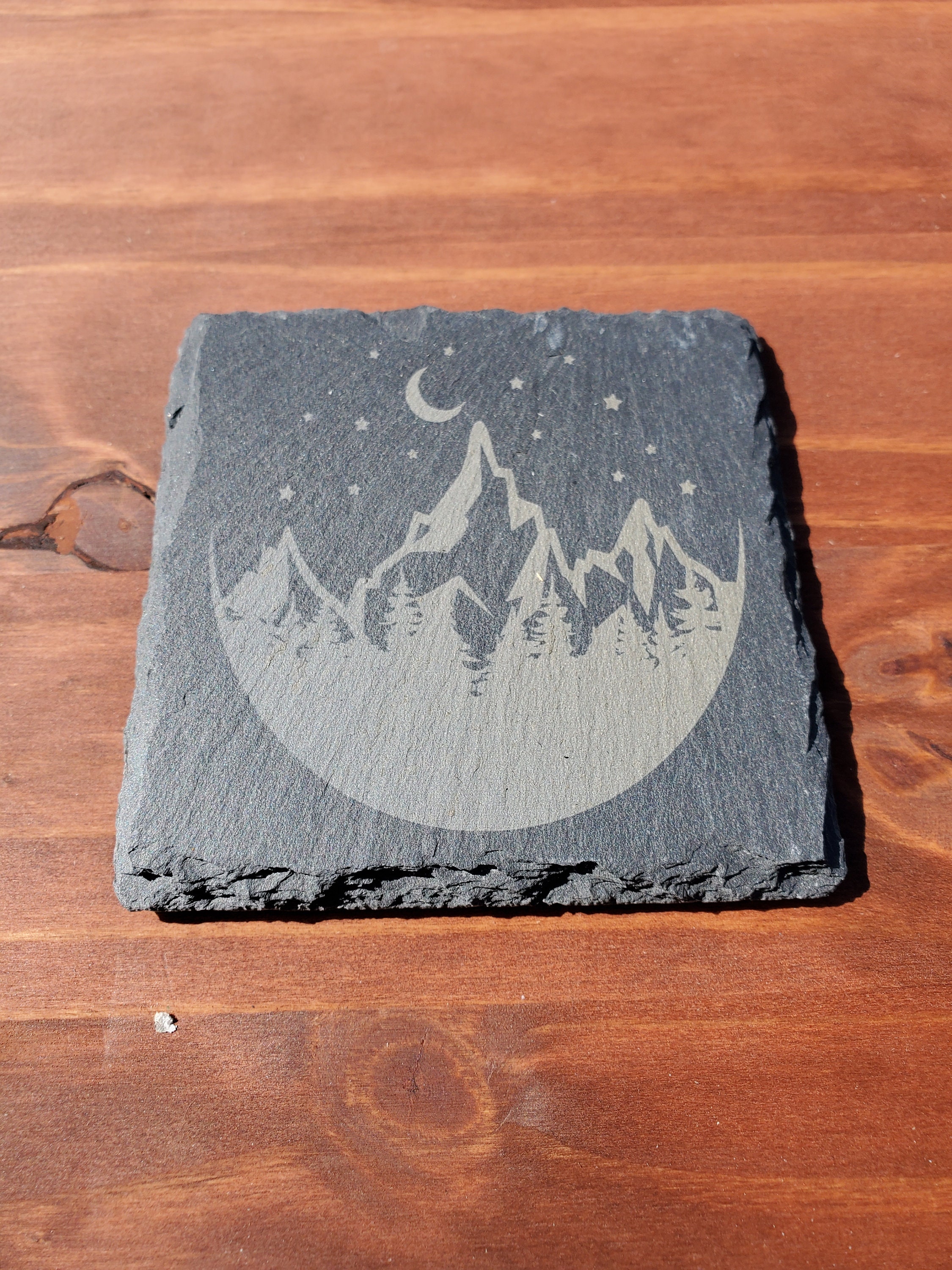 Slate Coaster Set (4pc) - Mountain Theme - Etsy