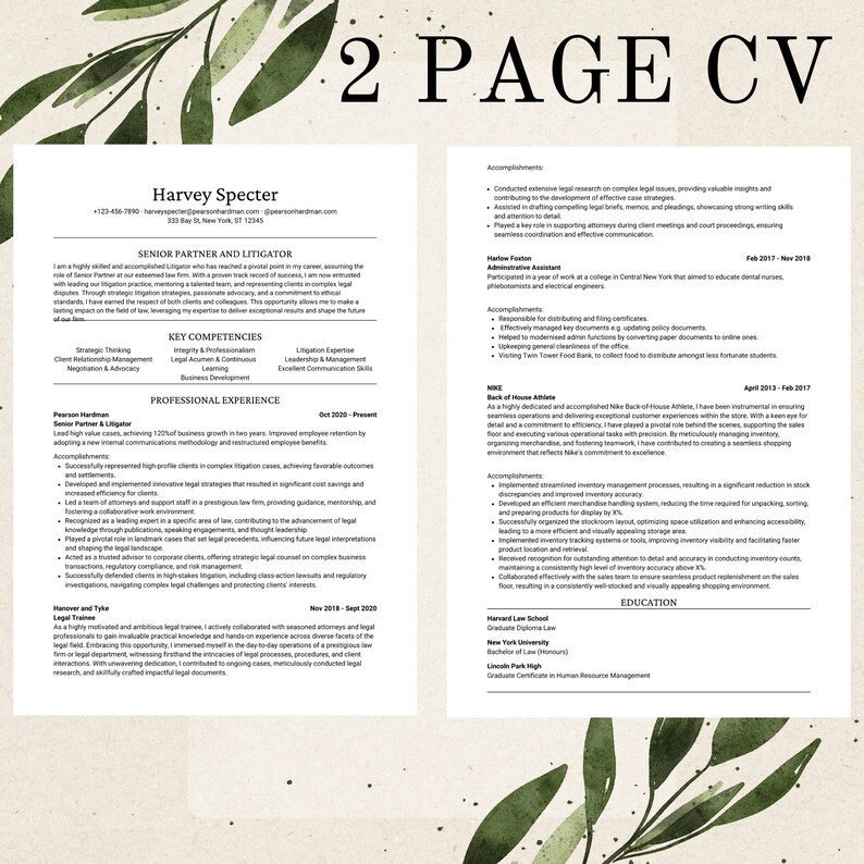 Legal Resume, Professional Resume, CV Template, Cover Letter Template ...