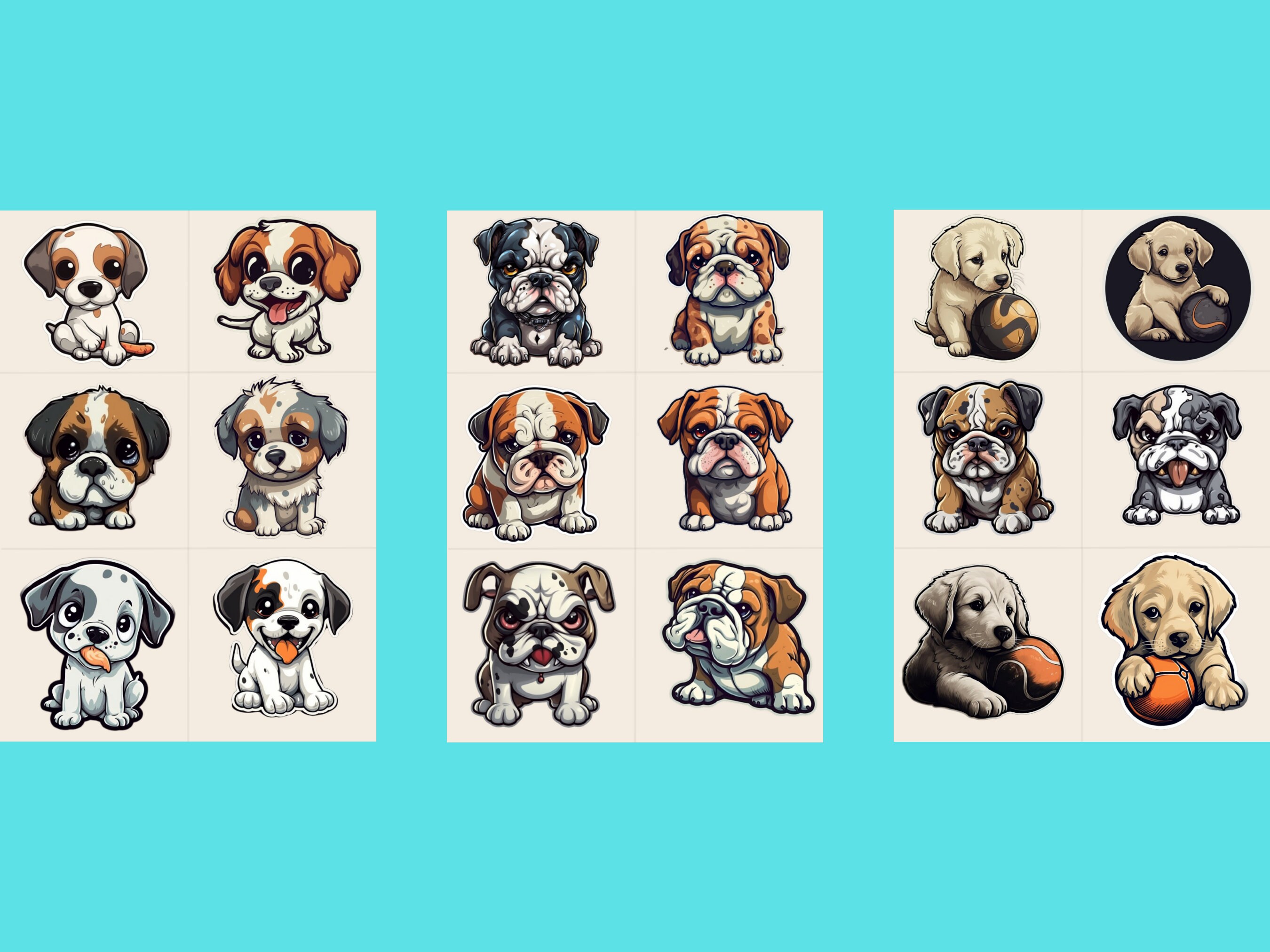 Printable Dog/puppy Cartoon Stickers PNG With Transparent Background ...