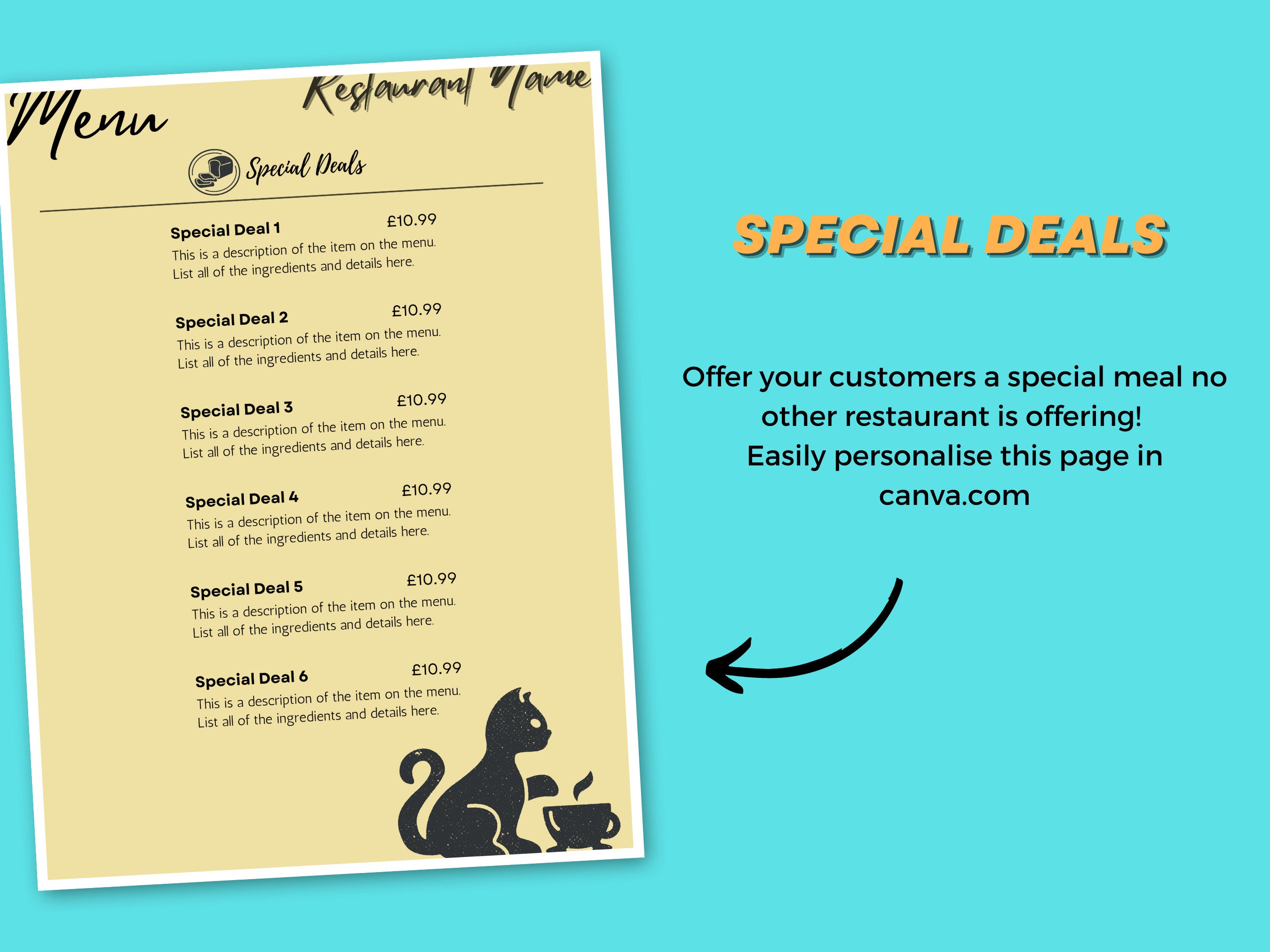 Editable Restaurant Menu Template Modern And Minimalist Food Menu