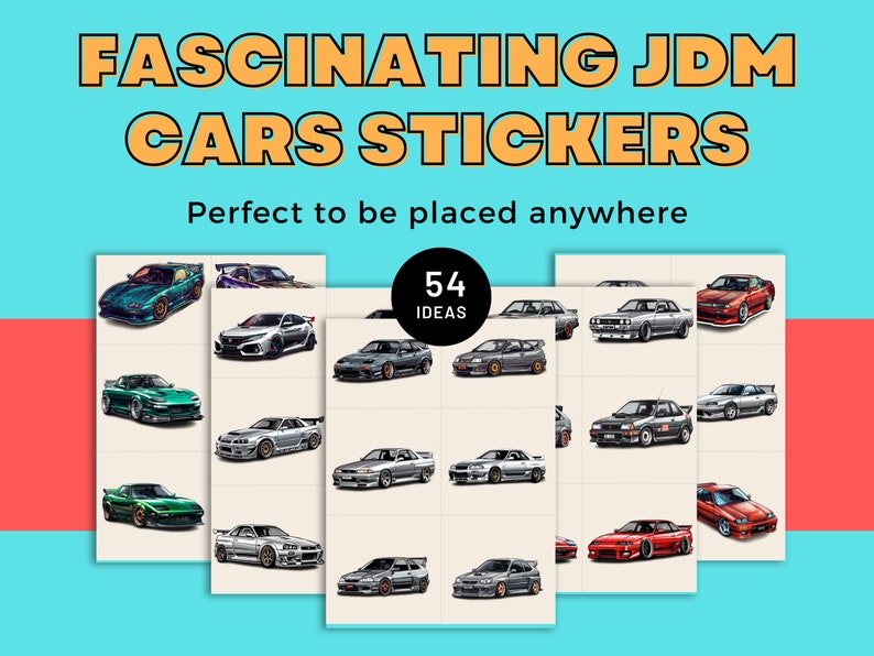 Printable JDM Cars Cartoon Stickers PNG With Transparent Background ...