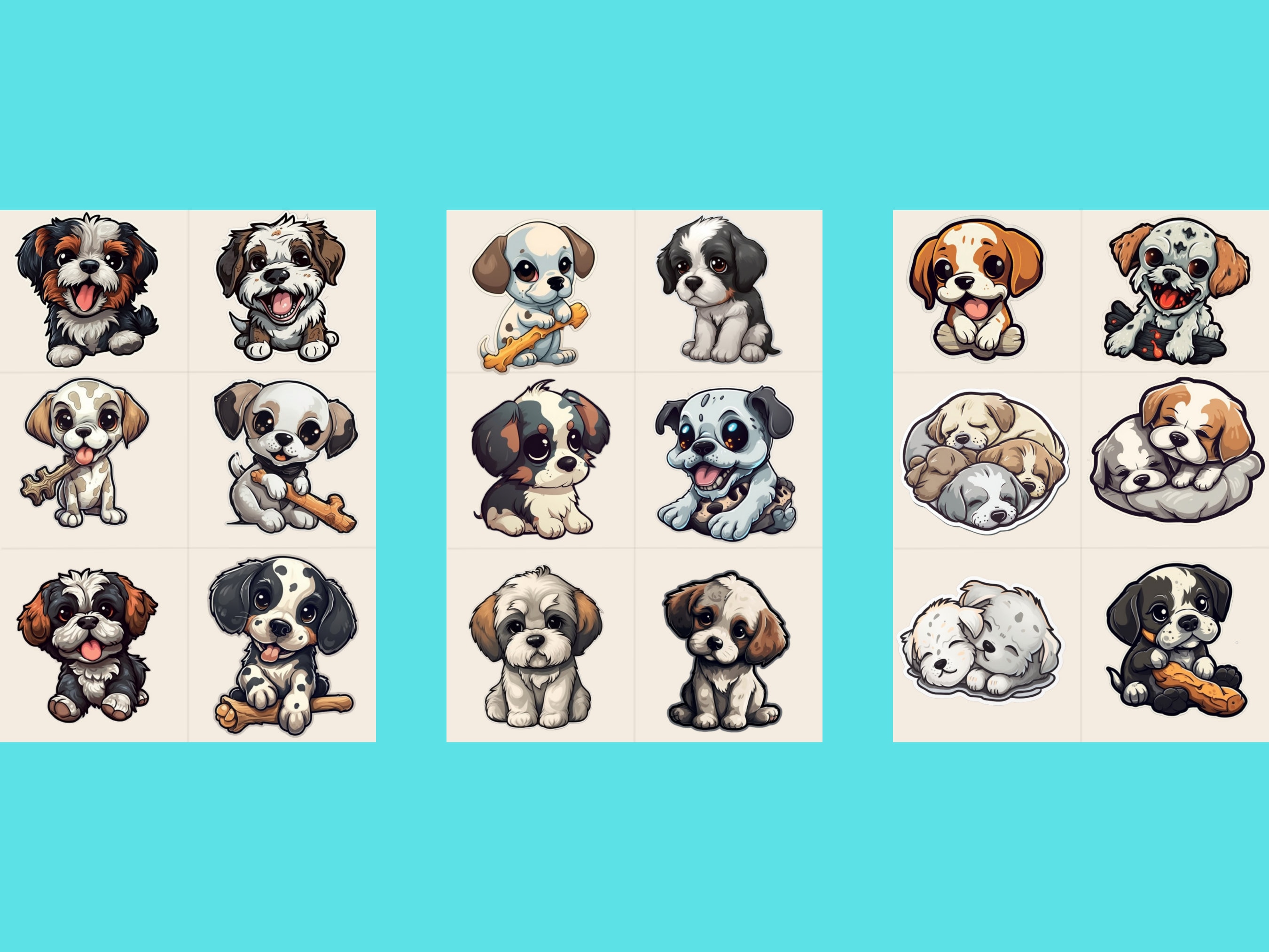 Printable Dog/puppy Cartoon Stickers PNG With Transparent Background ...