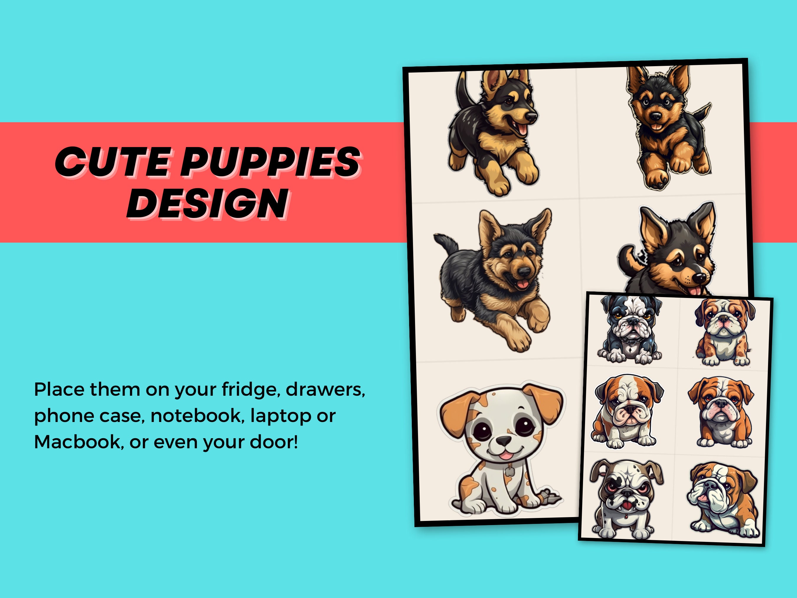 Printable Dog/puppy Cartoon Stickers PNG With Transparent Background ...