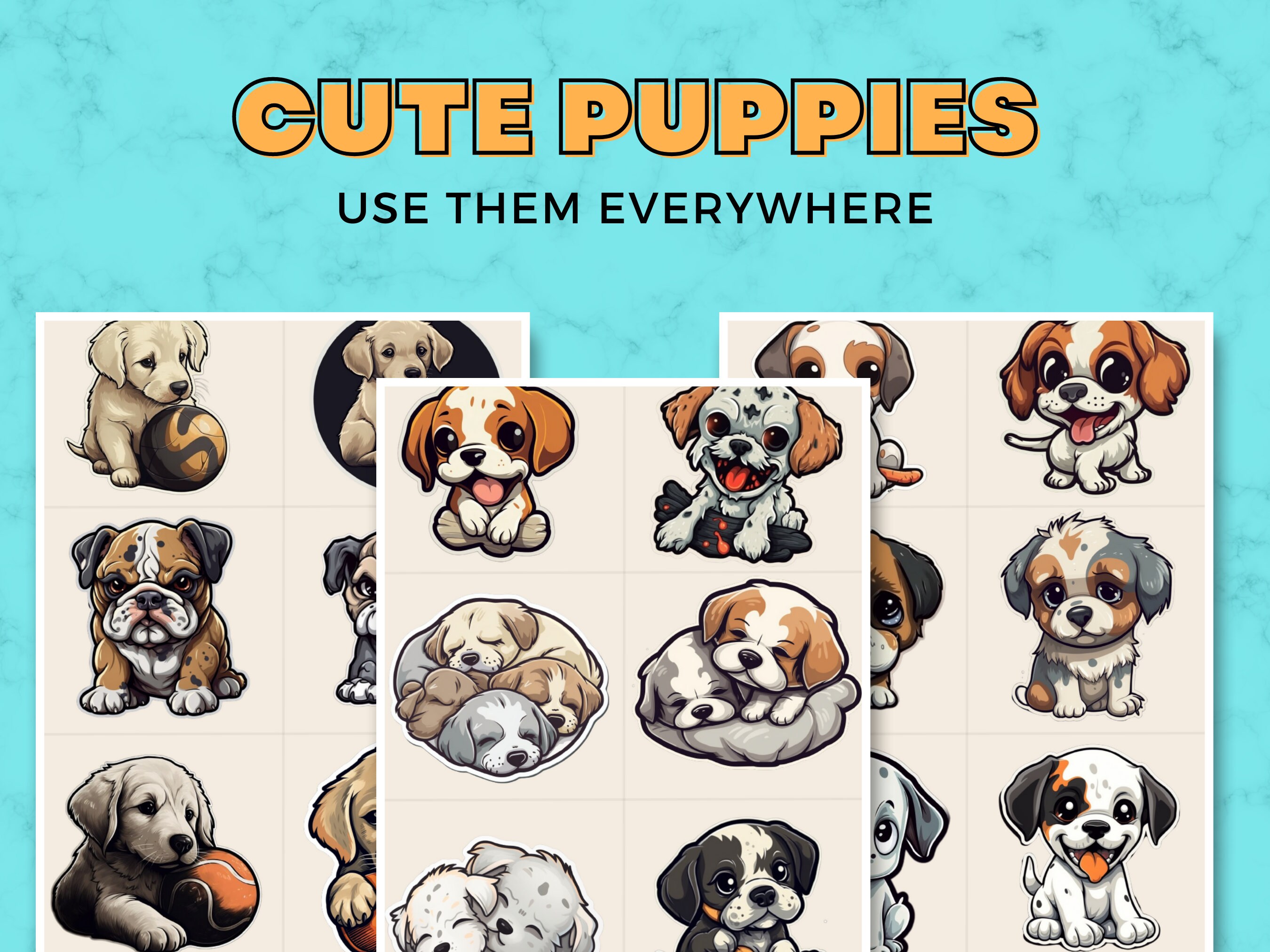Printable Dog/puppy Cartoon Stickers PNG With Transparent Background ...