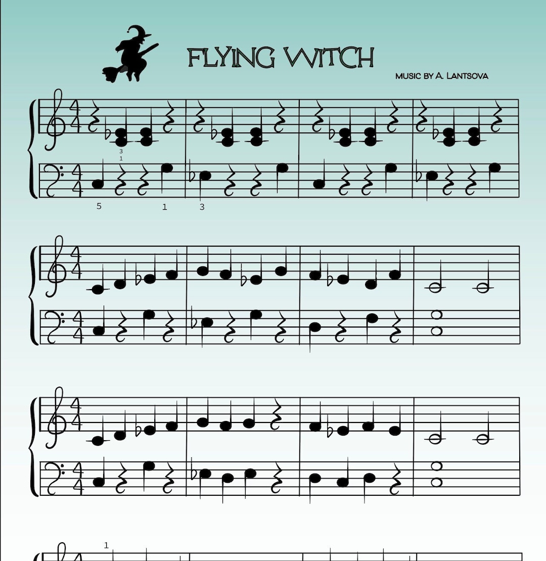 Flying Witch - Halloween Piano Music Sheet - Etsy