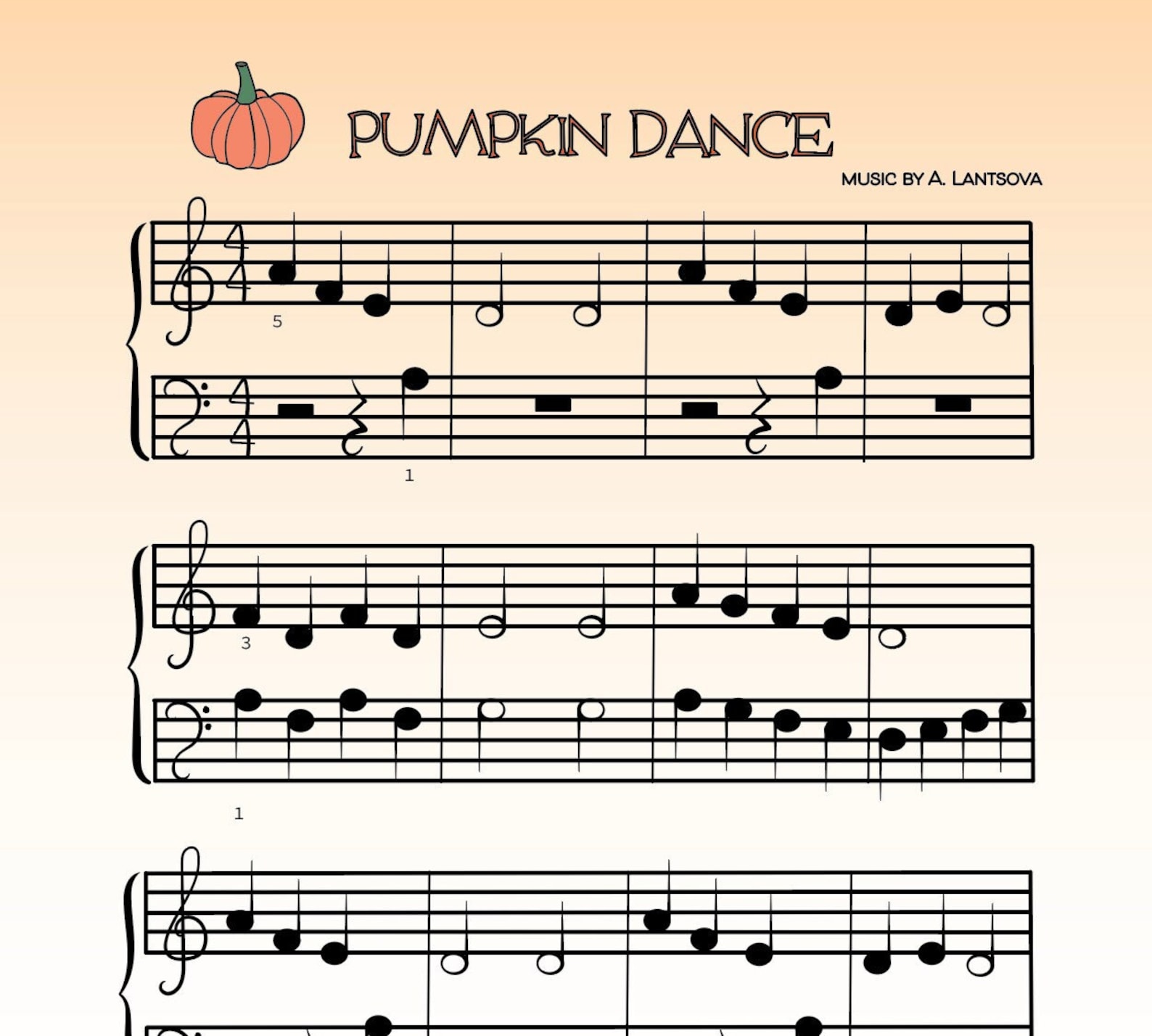 Pumpkin Dance - Halloween Piano Music Sheet - Etsy