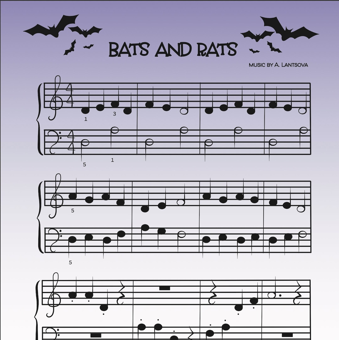 Bats and Rats - Halloween Beginner Piano Sheet Music - Etsy