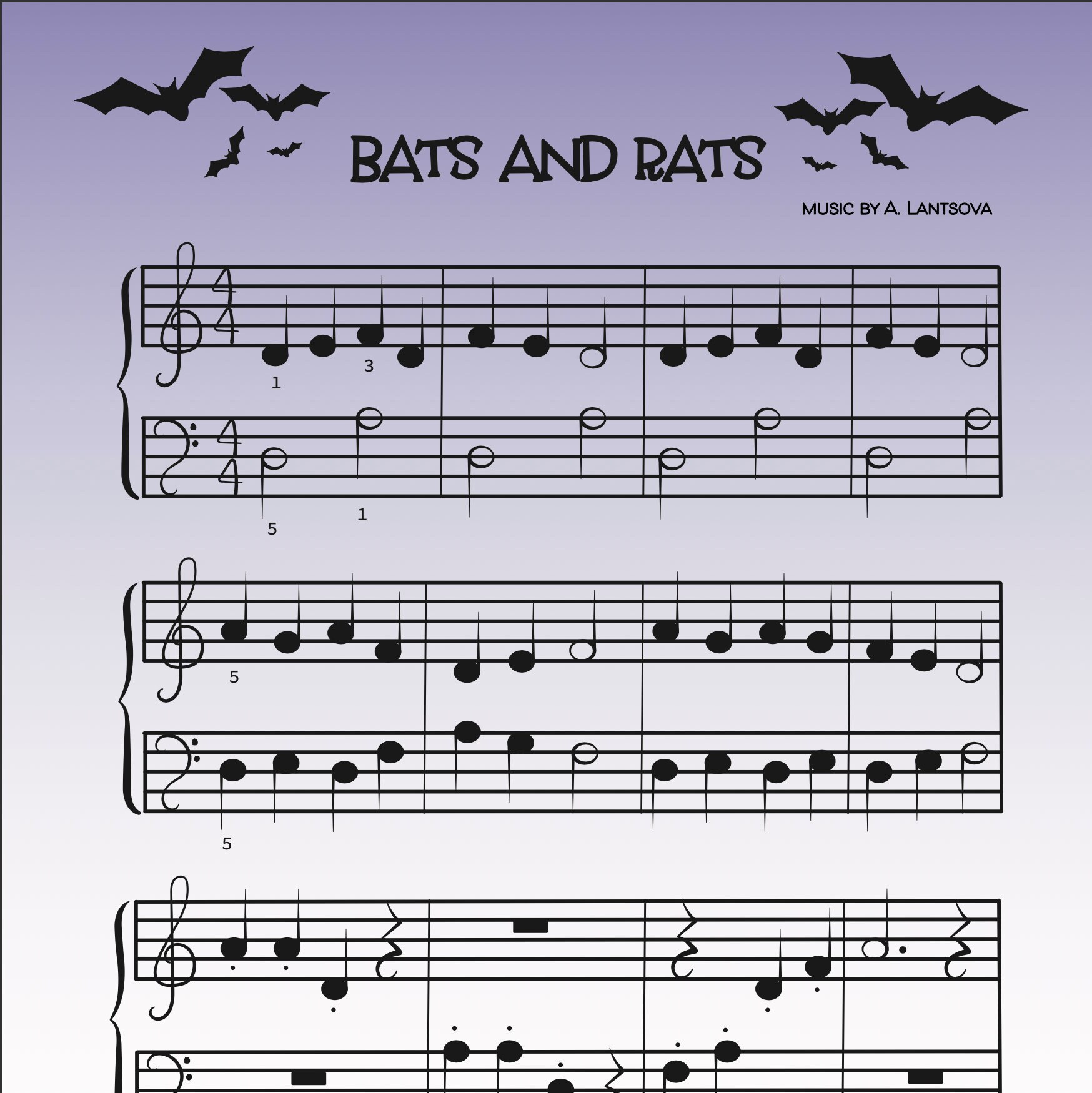 Bats and Rats - Halloween Beginner Piano Sheet Music - Etsy