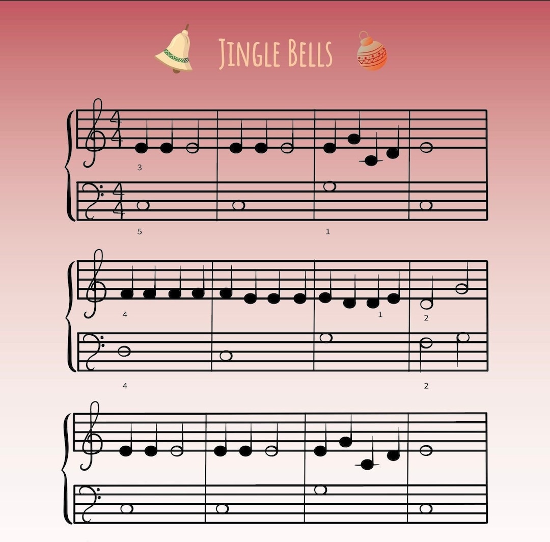Jingle Bells Piano Christmas Sheet Music for Beginners - Etsy UK