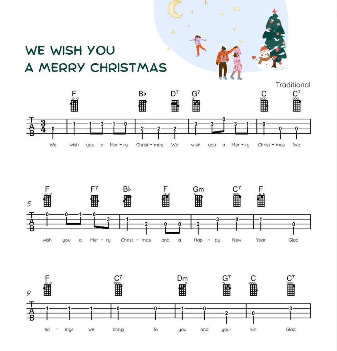We Wish You A Merry Christmas - Beginner Ukulele Sheet Music - Etsy