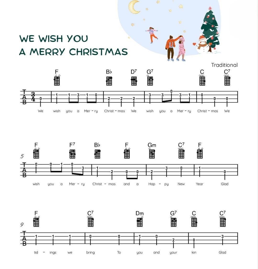 We Wish You A Merry Christmas - Beginner Ukulele Sheet Music - Etsy