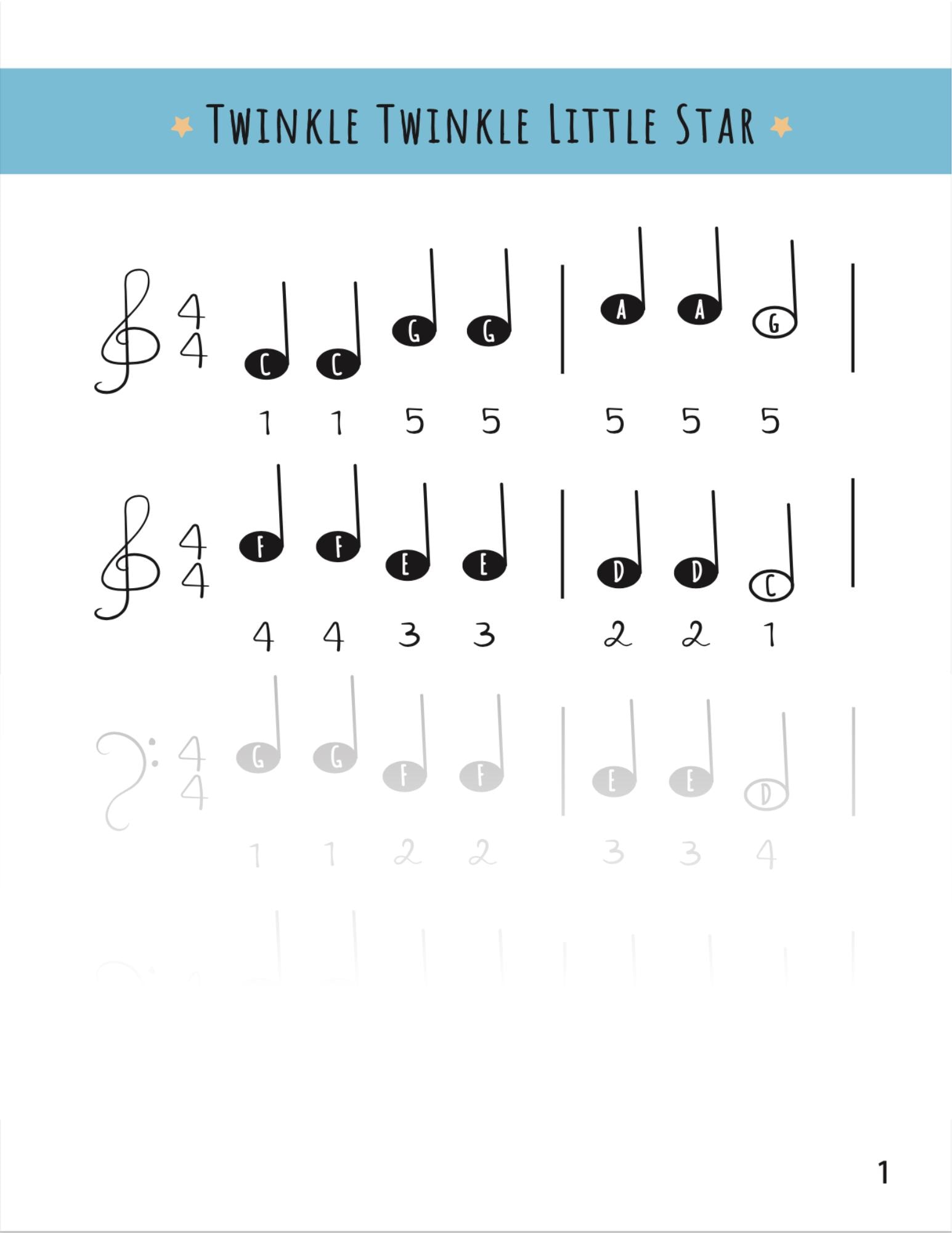 Twinkle Twinkle Little Star - Piano Pre-staff Sheet Music - Etsy