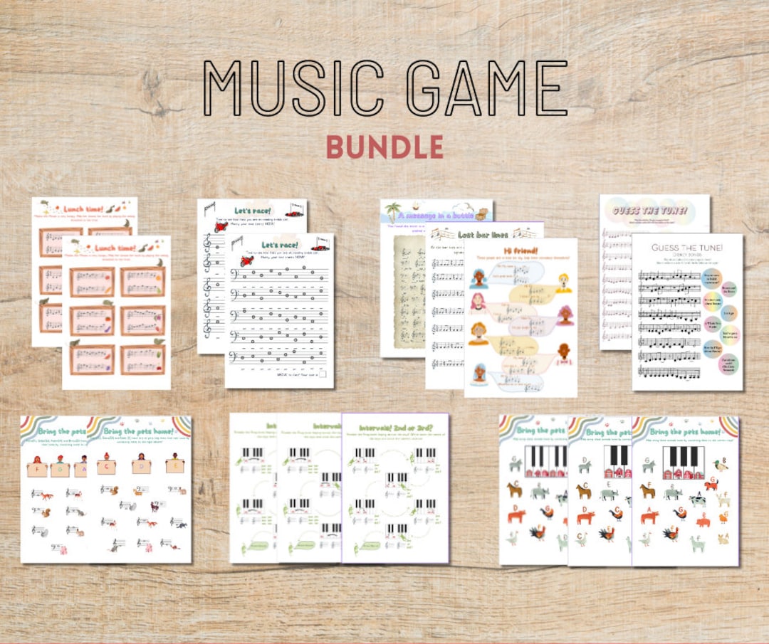 Music Games Bundle - 17 Music Worksheets for Young Piano Players - Etsy