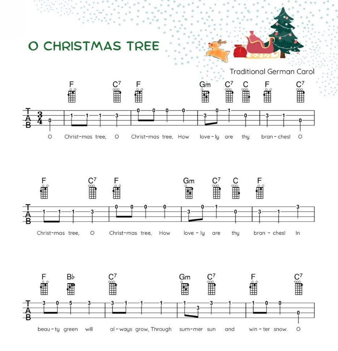 O Christmas Tree - Beginner Ukulele Sheet Music - Etsy