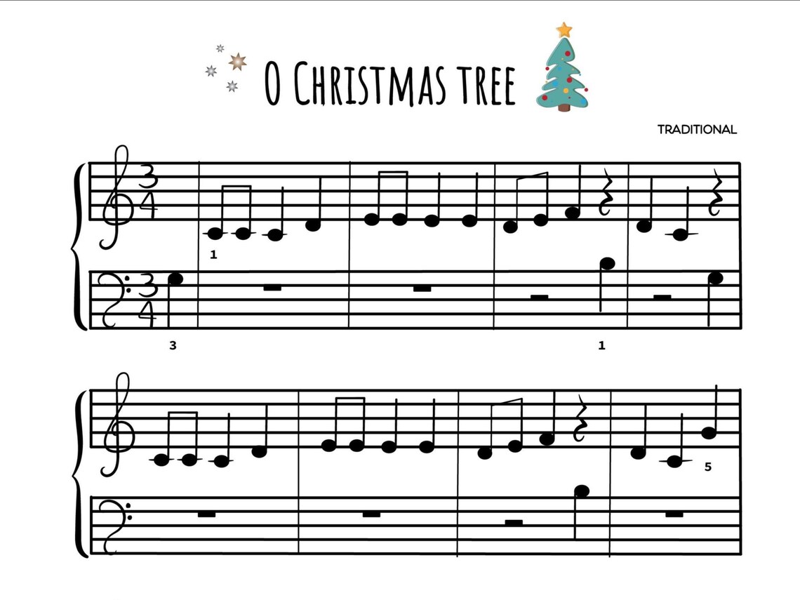 O Christmas Tree - Piano Christmas Sheet Music for Beginners - Etsy